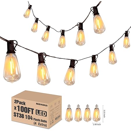 Amazon.com: Outdoor String Lights 200FT Edison Vintage Style String ...