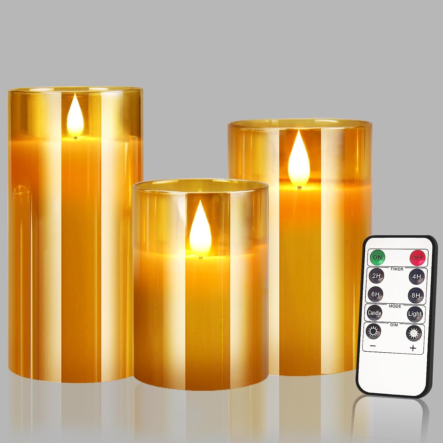 VGGFDY 3 Pack LED Flickering Flameless Candles with Remote and Timer ...