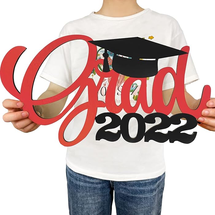 Buy Graduation Photo Booth Props 2022,Red and Black Grad 2022 Wooden ...
