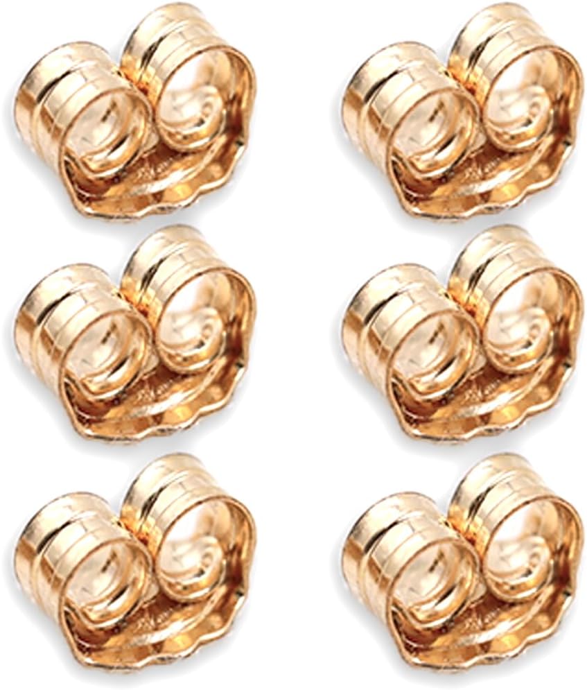 Amazon.com: COOLJOY 14K Gold Earring Backs Ear Locking 6 Piece for Stud ...