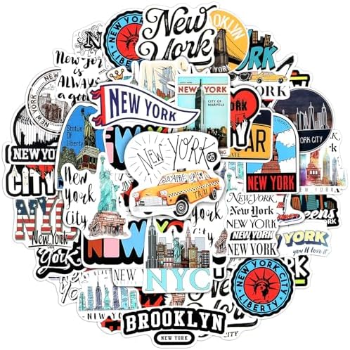 Amazon.com: Janlaugh 200 Pcs New York Stickers Vinyl Waterproof ...
