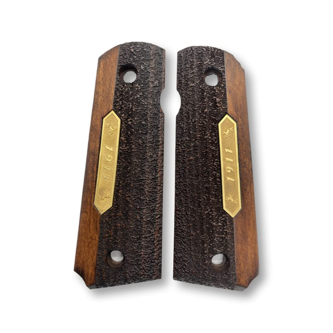 Buy Zib Grips1911 Premium Wood Grips, Gold - Black Metal Logo, 1911 ...