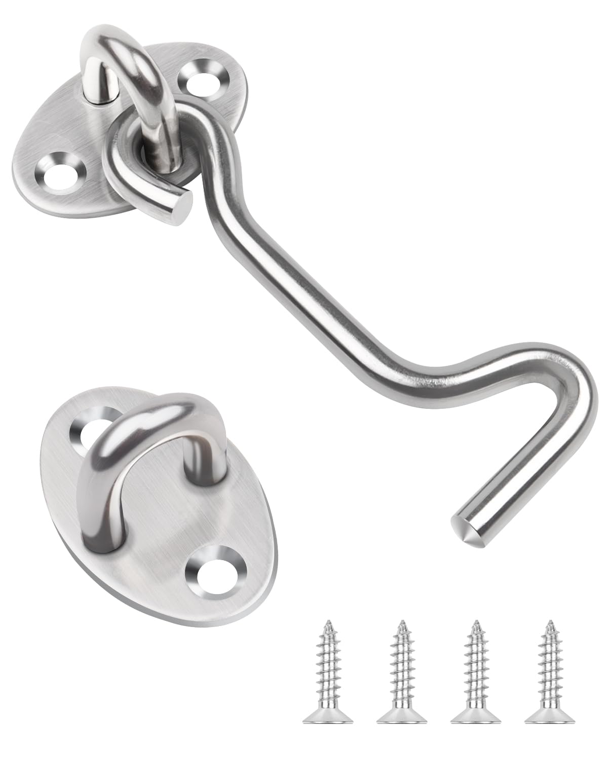 3 Inch Hook and Eye Latch, Leryati 1Pcs 75mm Silver Gate Hook Stainless ...