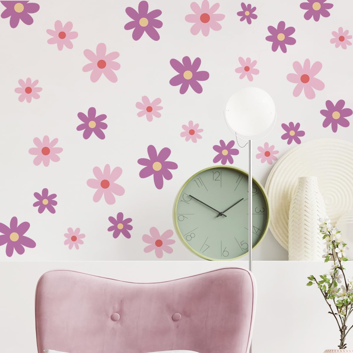 Amazon.com: TaoBary 12 Sheets Daisy Wall Decals Flower Wall Stickers ...