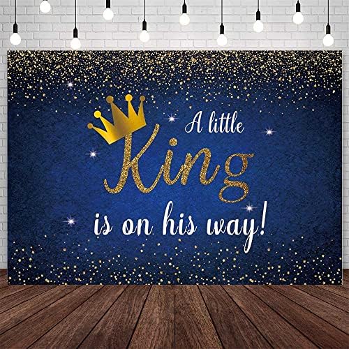 Amazon.com : AIBIIN 7x5ft King Baby Shower Backdrop Royal Blue Gold ...