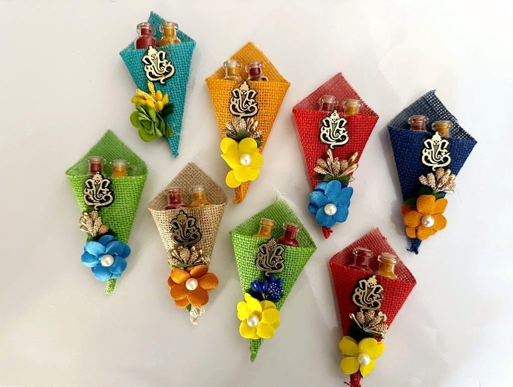 Amazon.com: Haldi Kumkum| Return Gift| (Pack of 8) | Pooja Gift | Party ...
