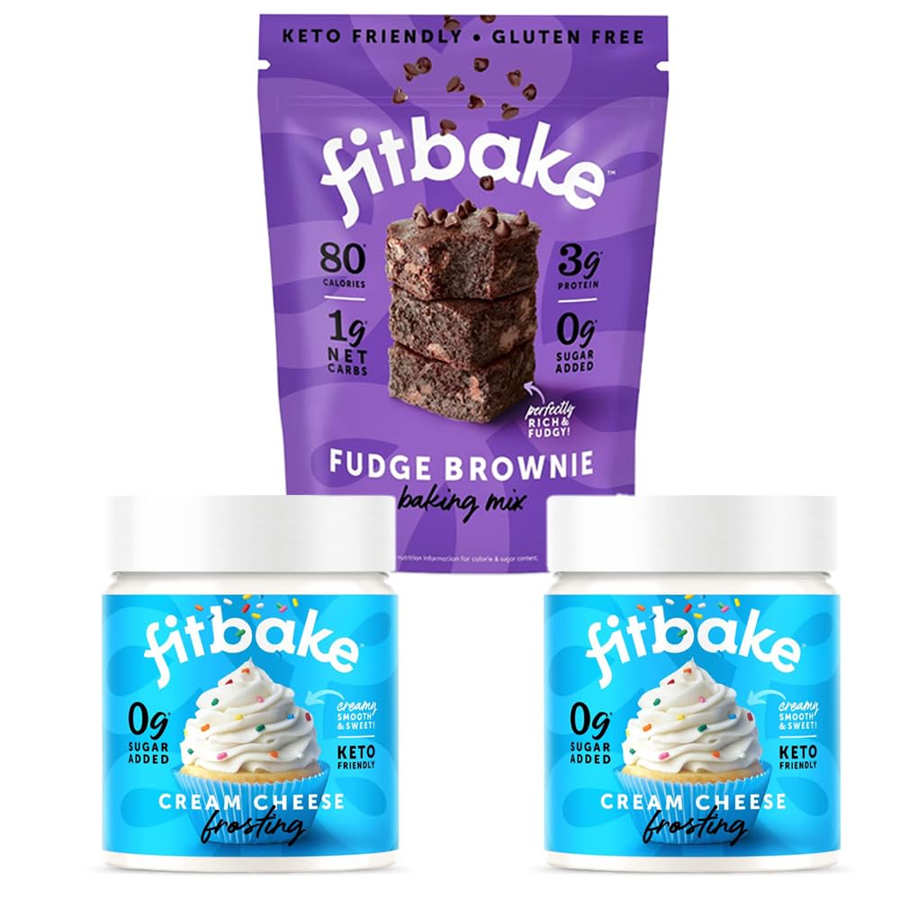 Amazon.com : FitBake Fudge Brownie Baking Mix and Cream Cheese Frosting ...