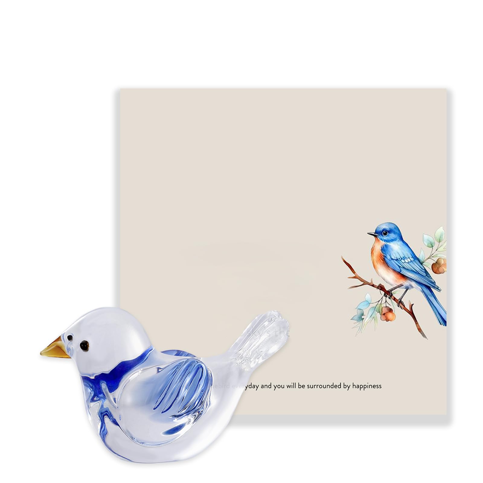 Amazon.com: ARHTF Bluebird of Happiness Glass Figurine Blue Bird Decor ...