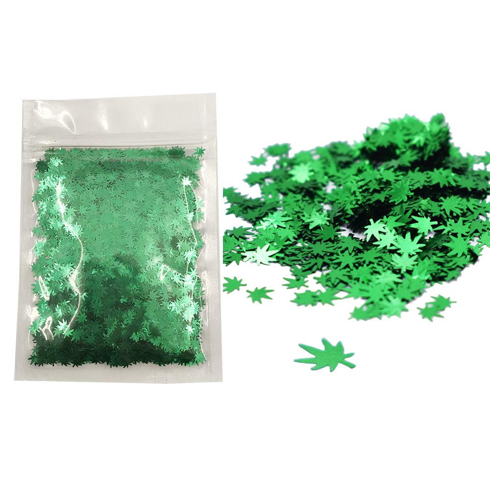 Amazon.com: 10 Grams/Pack - Green Weed Leaf Glitter - Festival Rave ...