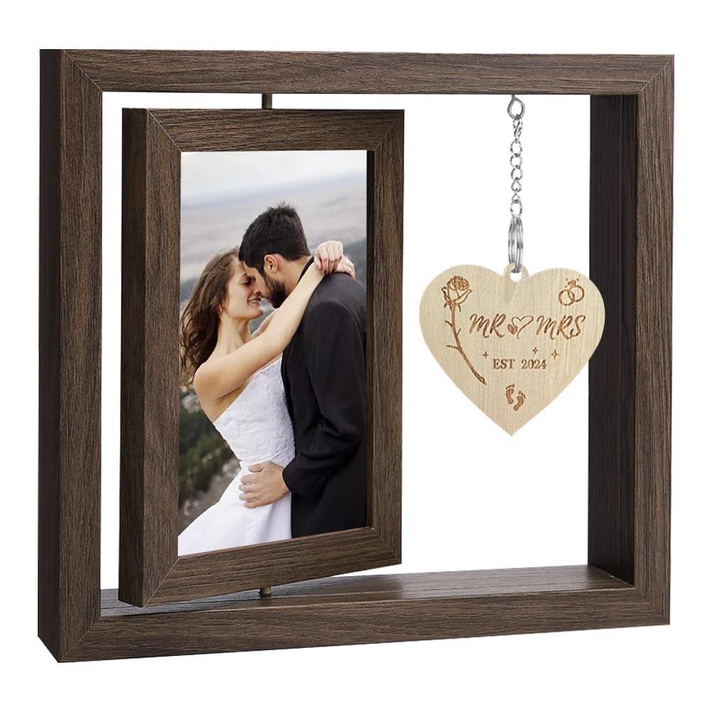 Rotating Floating Mr and Mrs 2024 Wedding Photo Frame Gifts for Bride ...