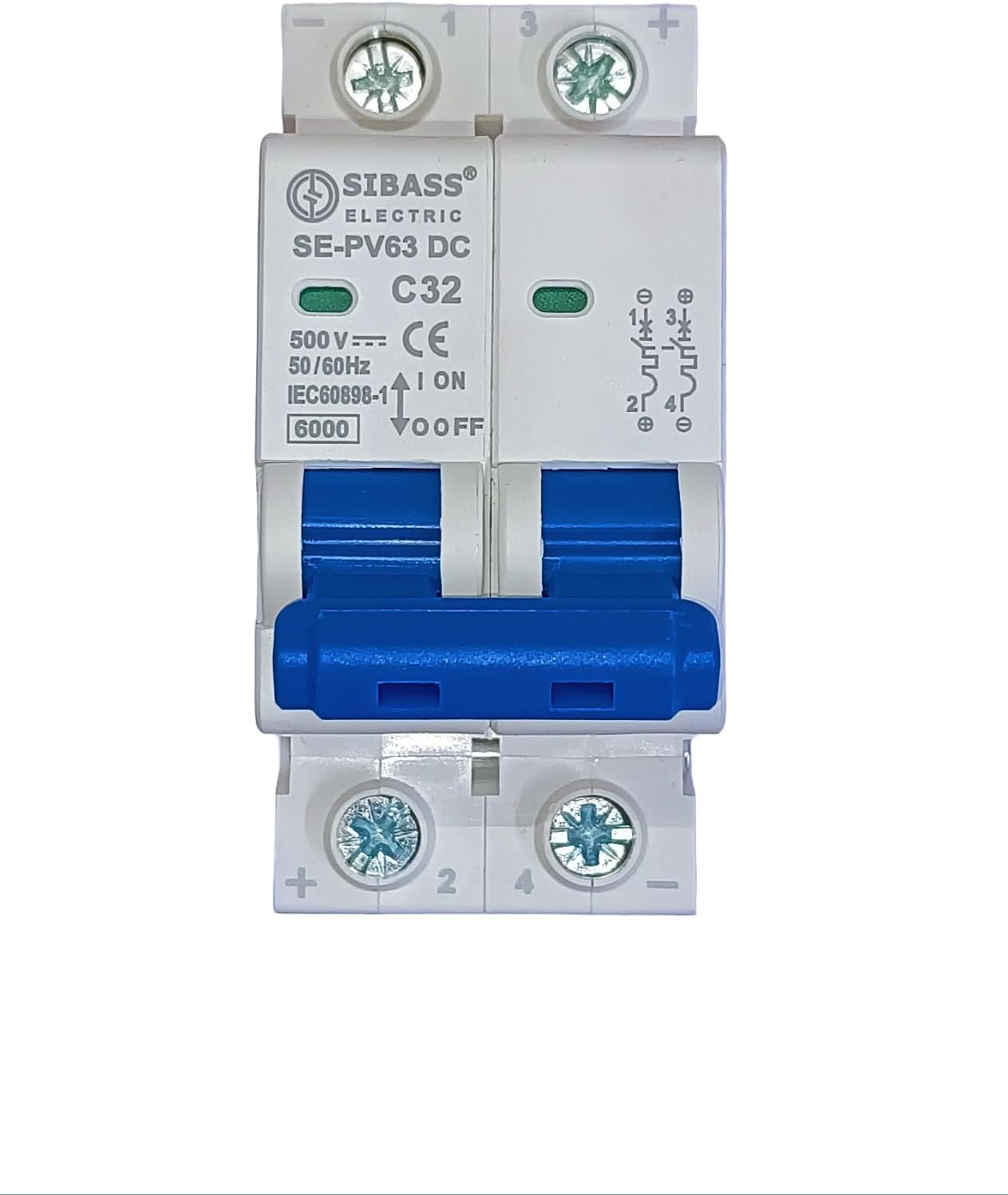 Aspa Solar DC MCB 2 Pole 500V 32A SIBASS MINIATURE CIRCUIT BREAKER ...