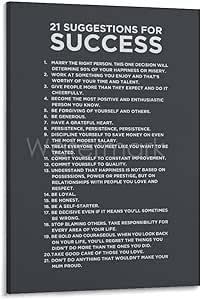 Amazon.com: JRDTGW 21 Suggestions for Success Poster Motivational Wall ...