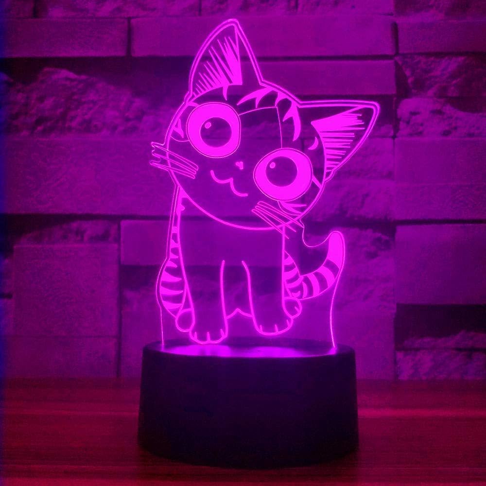 3D Night Light Pet Cat 3D Lamp Optical Illusion Nightlights Touch ...