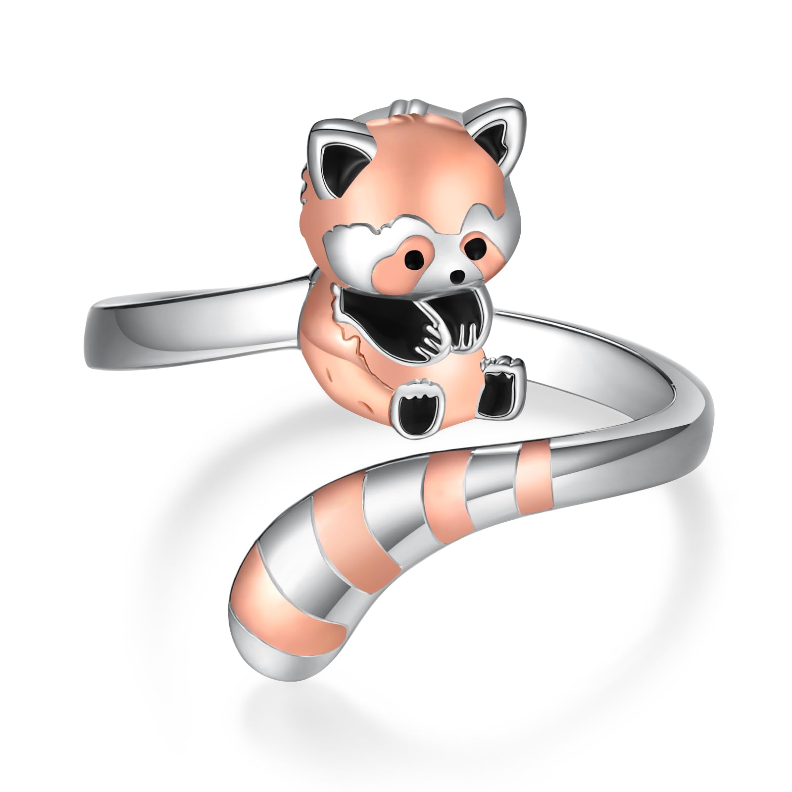 Amazon.com: qielizhu Red Panda Ring 925 Sterling Silver Red Panda Open ...
