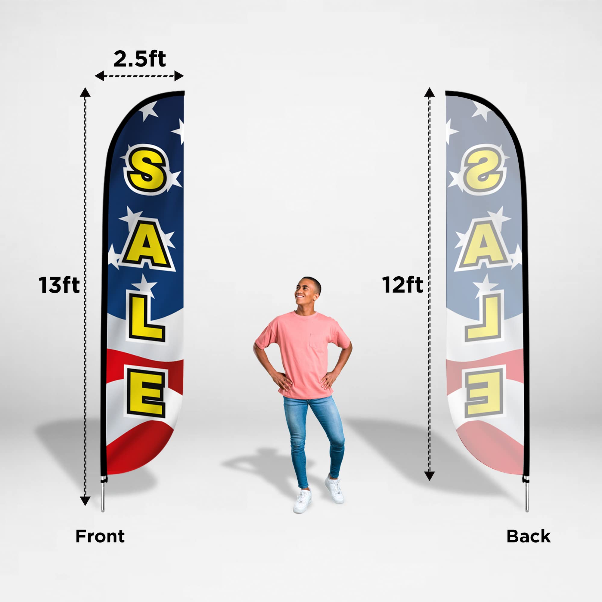 LookOurWay Feather Flag Set, 12 ft Advertising Flag with Fiberglass ...