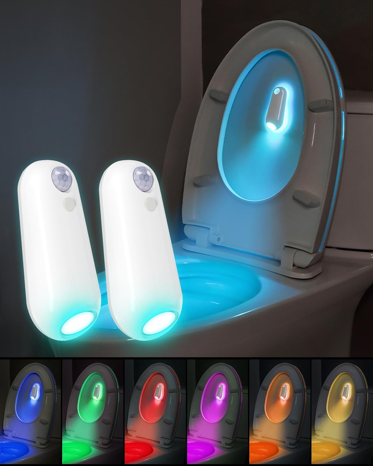 Neialla Toilet Light 2Pack,16-Color Upgraded LED Toilet Lights,Motion ...
