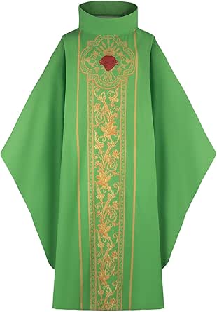 Amazon.com: UPUPCOS Catholic Priests Chasuble Mass Round Collar Robe ...