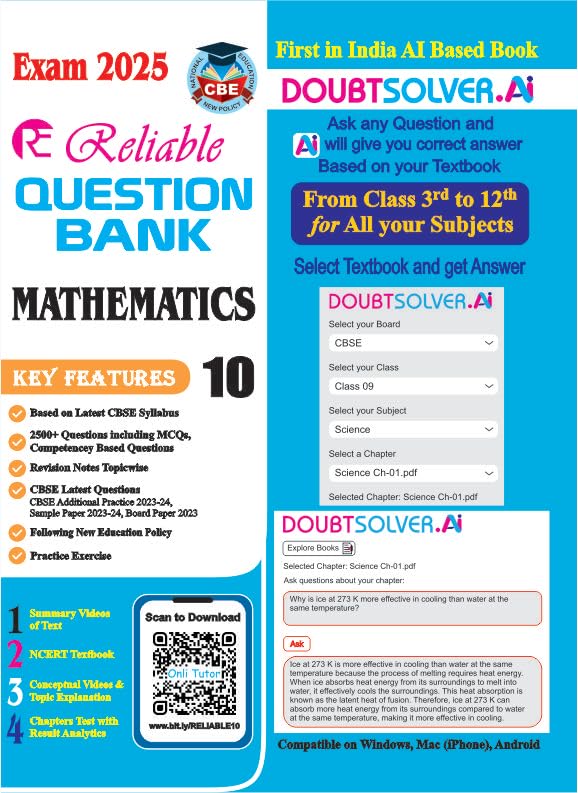Reliable Question Bank Class 10 Mathematics [CBE] ,For 2025 Exam, FREE AI tool https ...