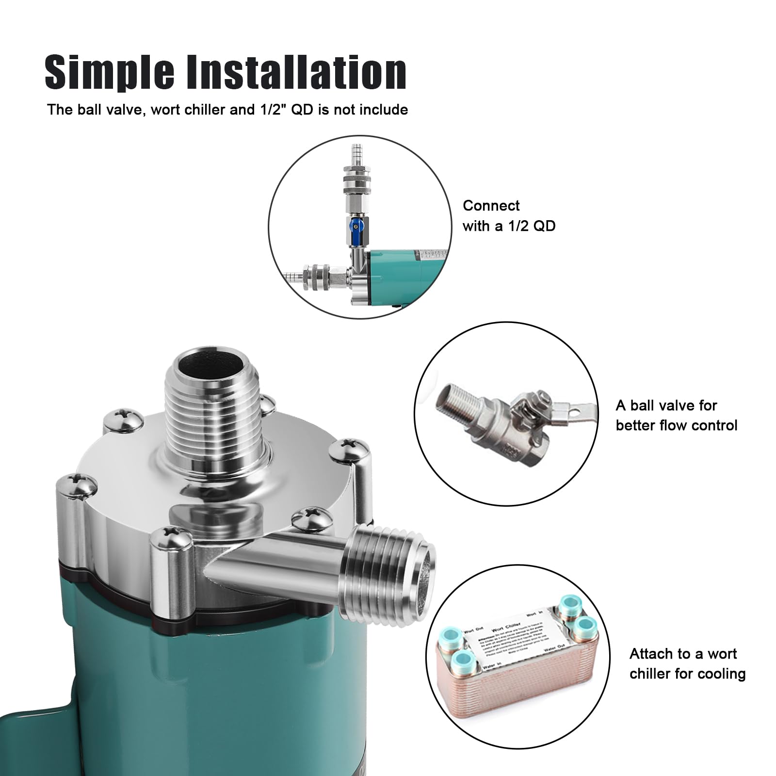 Snapklik.com : Brewing Pump Wort Pump Magnetic Drive Pump Food Safe ...