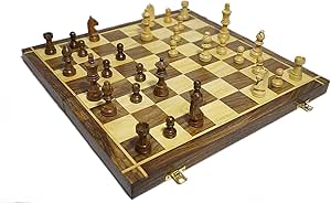 Amazon.com: Quality Base Handmade Wooden Folding Chess Board Set with ...