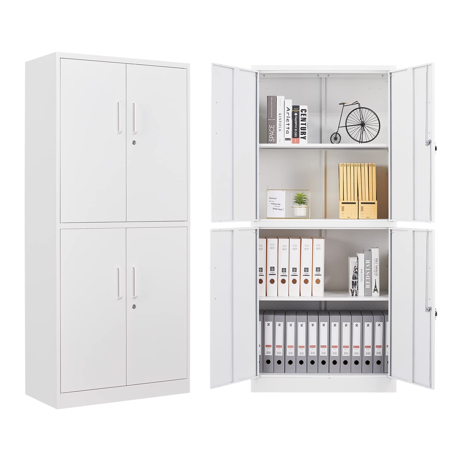 Amazon.com: Anxxsu Metal Storage Locking Cabinet, 71" Tall with 4 Doors ...