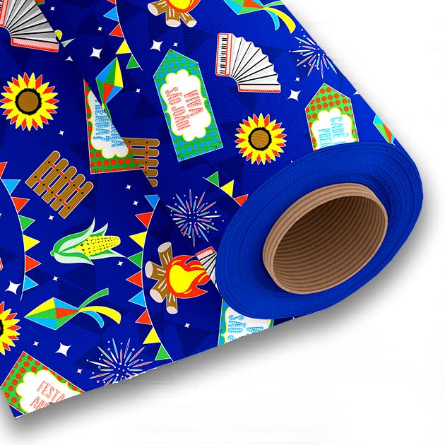 TNT Estampado Decoraçao Festa Junina Arraiá Azul 1,00 X 1,40 : Amazon ...