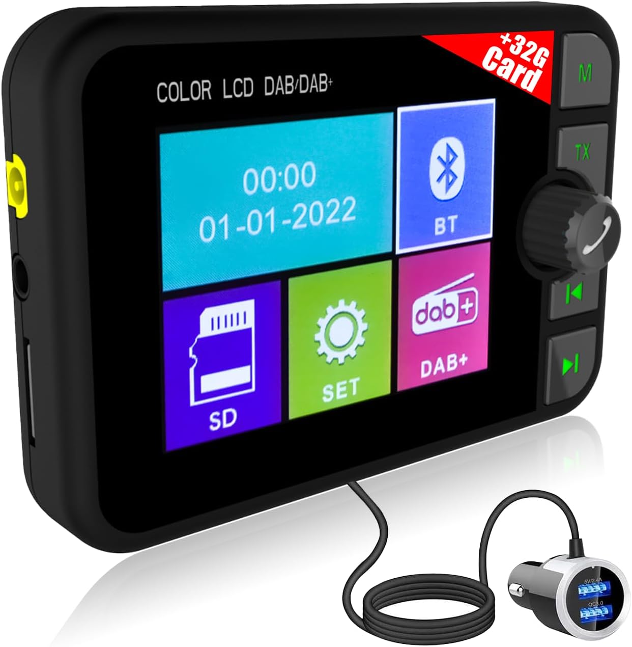 DAB+ / DAB Digitaler Adapter Radio für Autoradio - 2,4 Zoll LCD Display ...