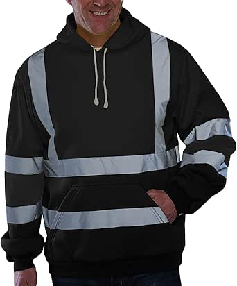 Amazon.com: Hi Vis Reflective Safety Hoodie Jackets for Men Work ANSI Class 3 Hooded High ...