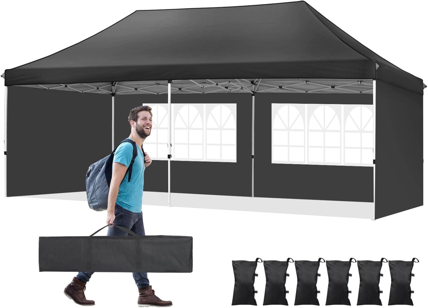 Amazon.com : Nianles 10x20 Pop Up Canopy Tent with 3 Removable ...
