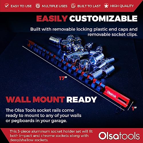 Snapklik.com : Olsa Tools 3 Pc Set Aluminum Socket Organizer