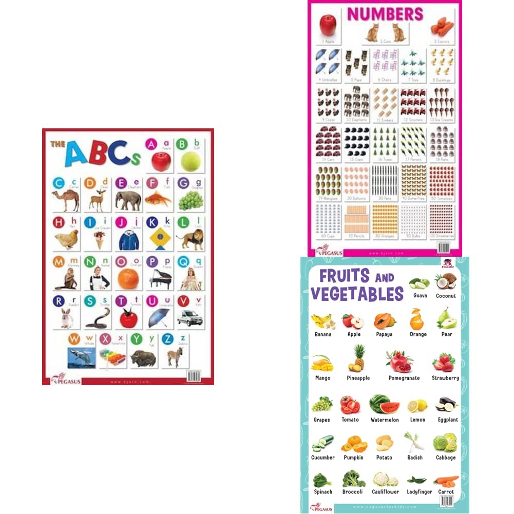 Buy Preschool Thick Laminated Charts (Set of 4 Wall Charts)- The ABC ...