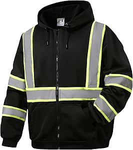 SKSAFETY High Visibility Reflective Hoodies for Men, Class 3 Safety Sweatshirts with Pockets ...