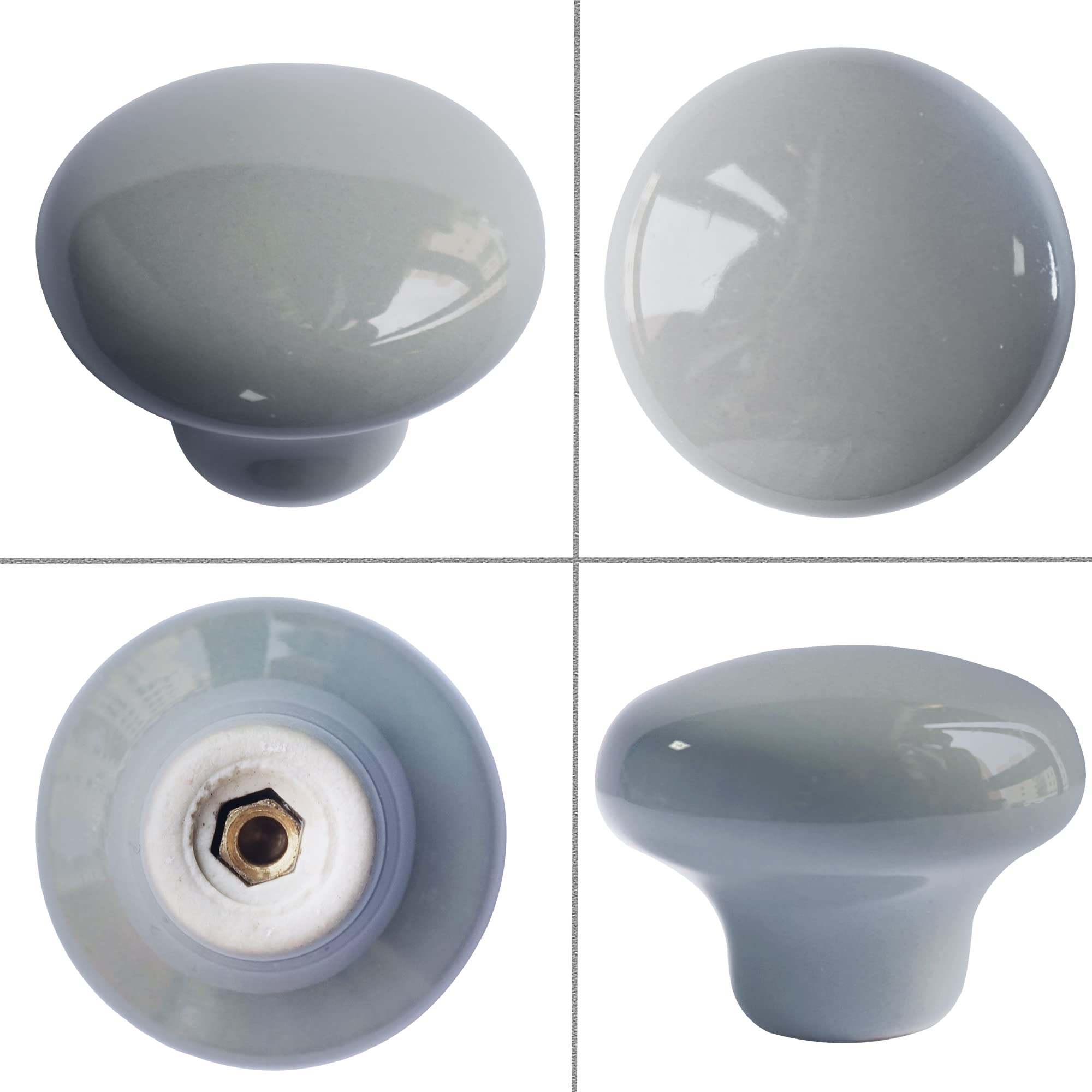 Snapklik.com : Perphin Ceramic Drawer Knobs 20 Pack Grey Porcelain ...