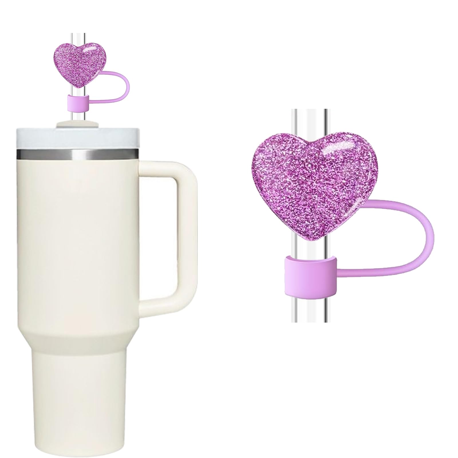 Amazon.com: Purple Bling Hearts Straw Cover for Stanley 40&30 Oz Cup ...