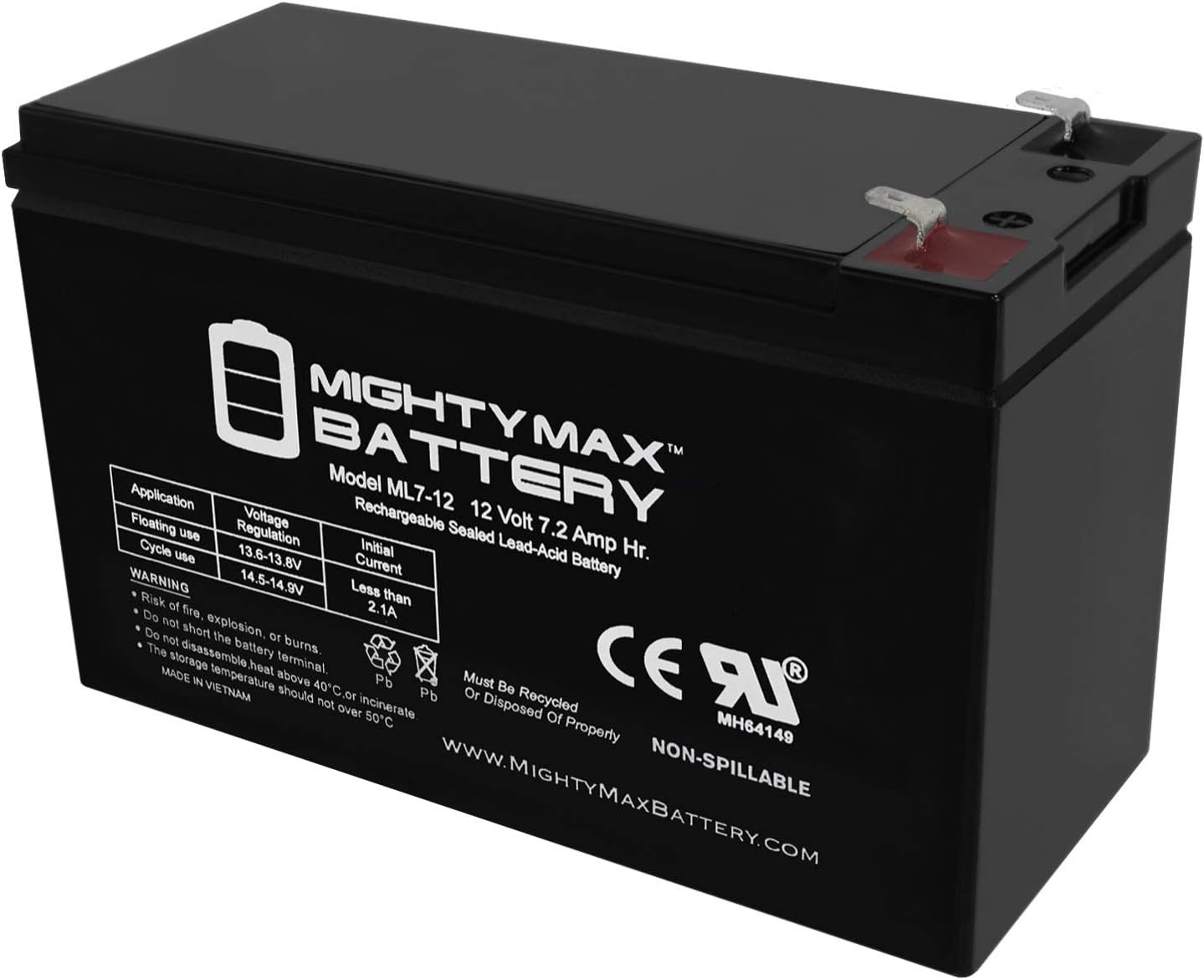 Amazon.com: UltraTech 1272F1 12 Volt 7.0 Ah Sealed Lead Acid Battery ...