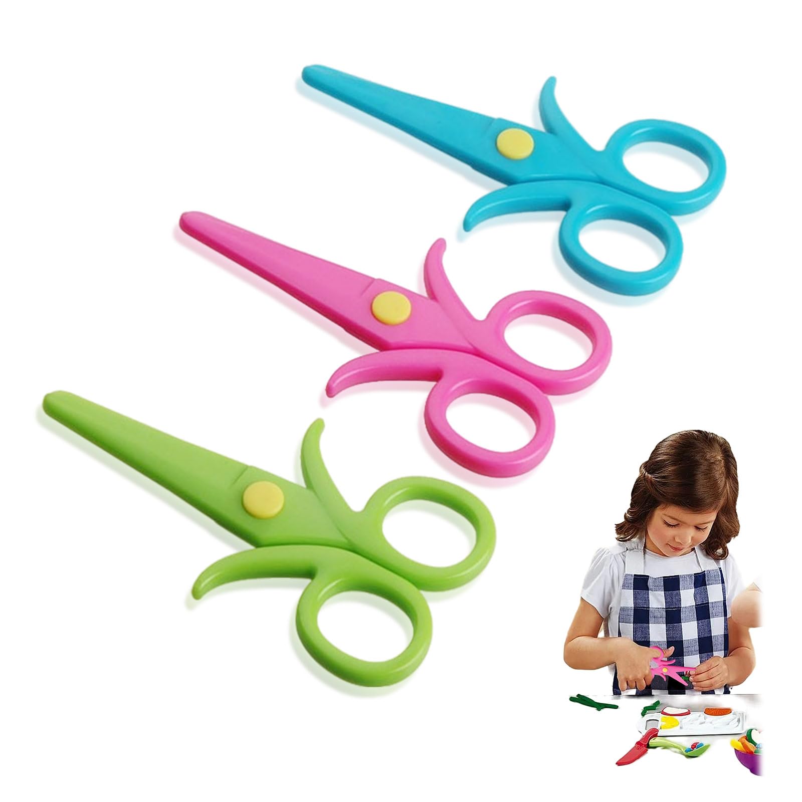 Snapklik.com : 3 Packs Toddler Scissors Kit Plastic Safety Scissors For ...