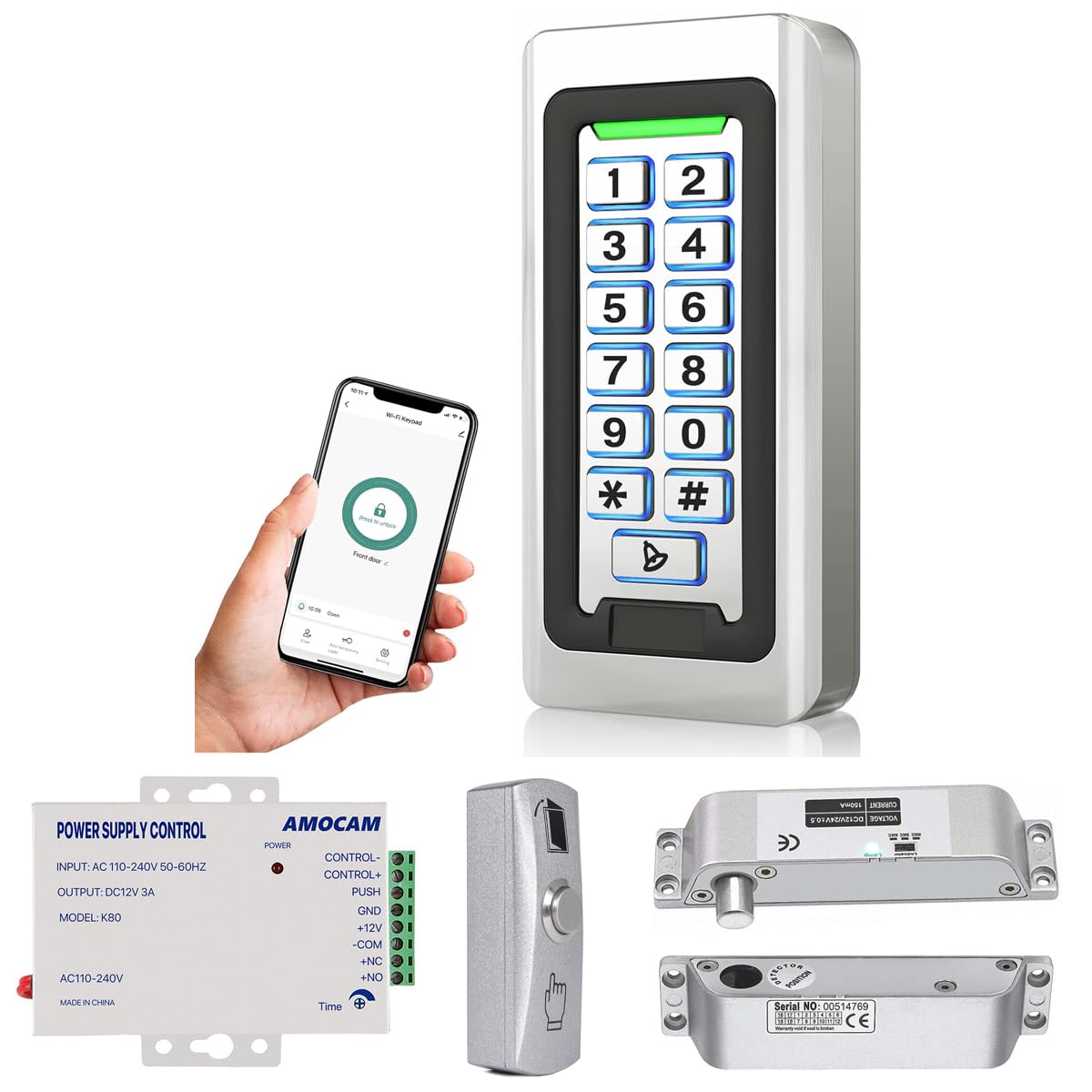 Amazon.com: WiFi Access Control Keypad + K80 Power Supply Control ...