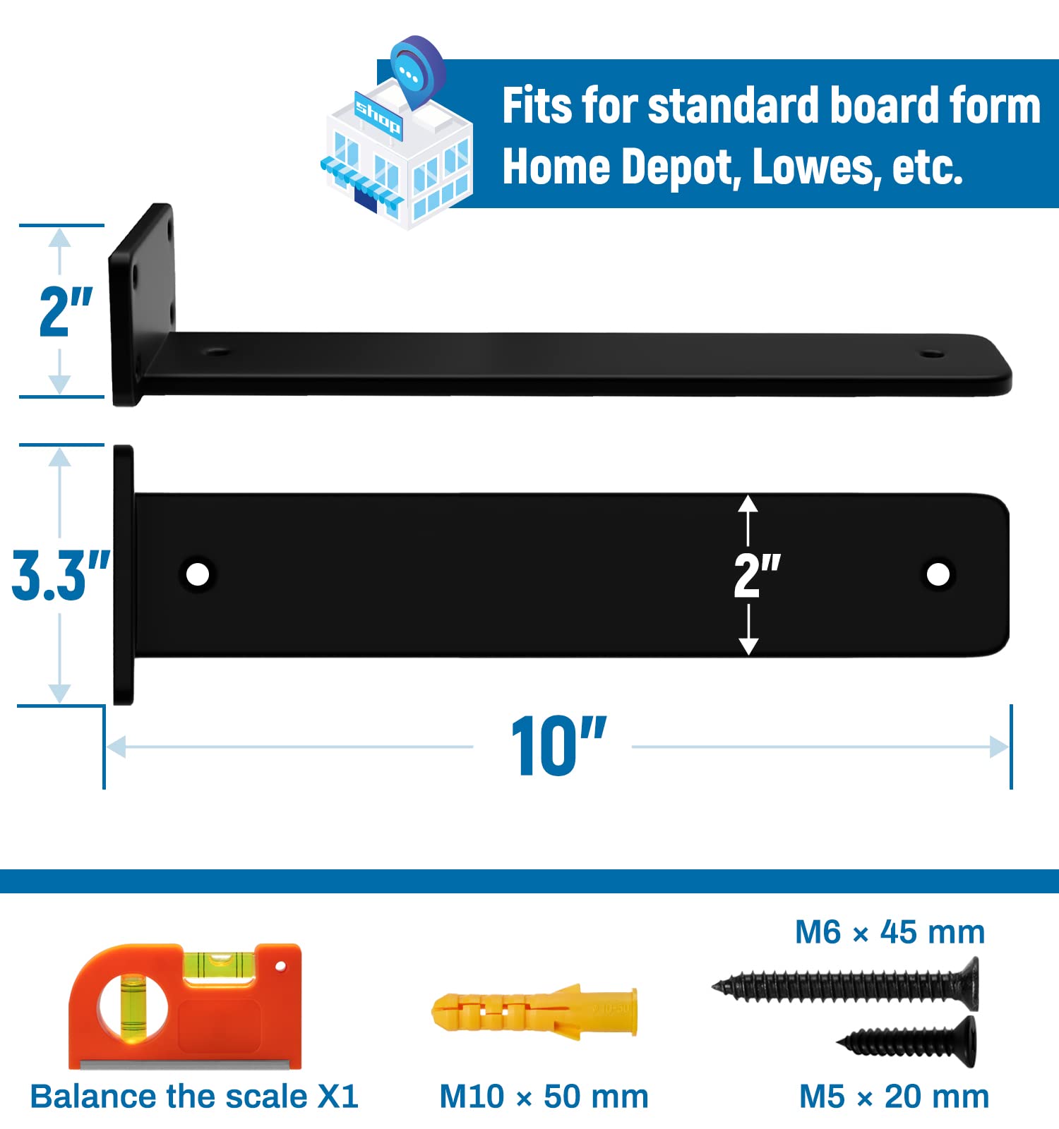 Snapklik.com : 10 Inch Floating Shelf Bracket, 1/4 Thick Heavy Duty ...