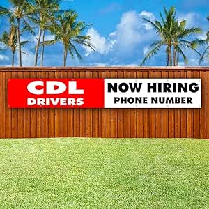 Amazon.com : Now Hiring CDL Drivers Extra Large 13 oz Banner | Heavy ...