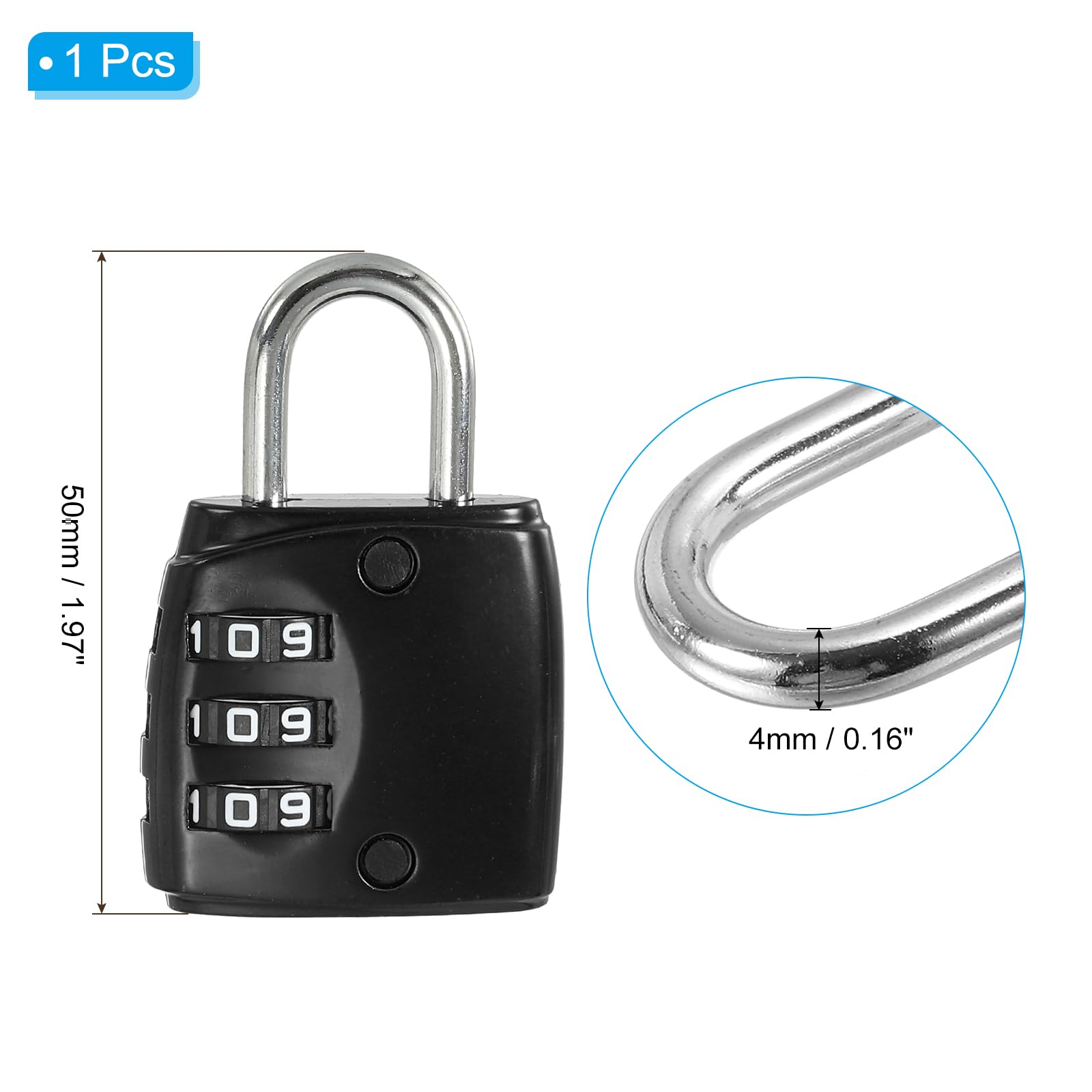 PATIKIL Security Steel Cable with 3 Digit Combination Lock, 6.6Ft/2M ...