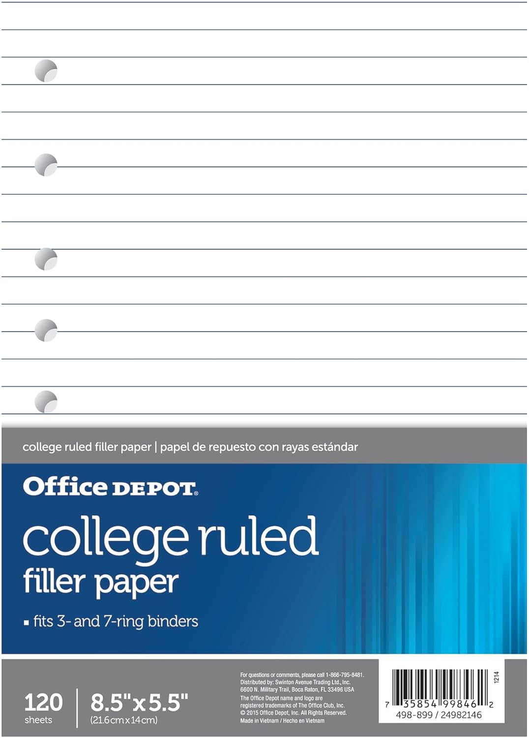 Amazon.com : Office Depot® Brand College-Ruled Notebook Filler Paper, 7 ...