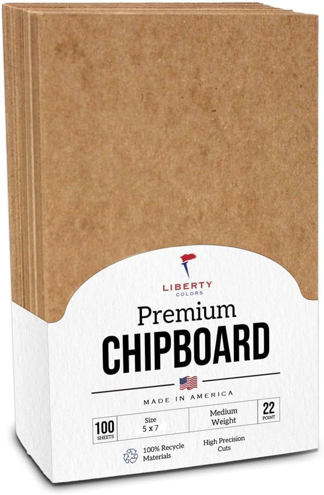 Liberty Colors 100 5x7 Inch Chipboard Sheets 22 Point Recycled ...