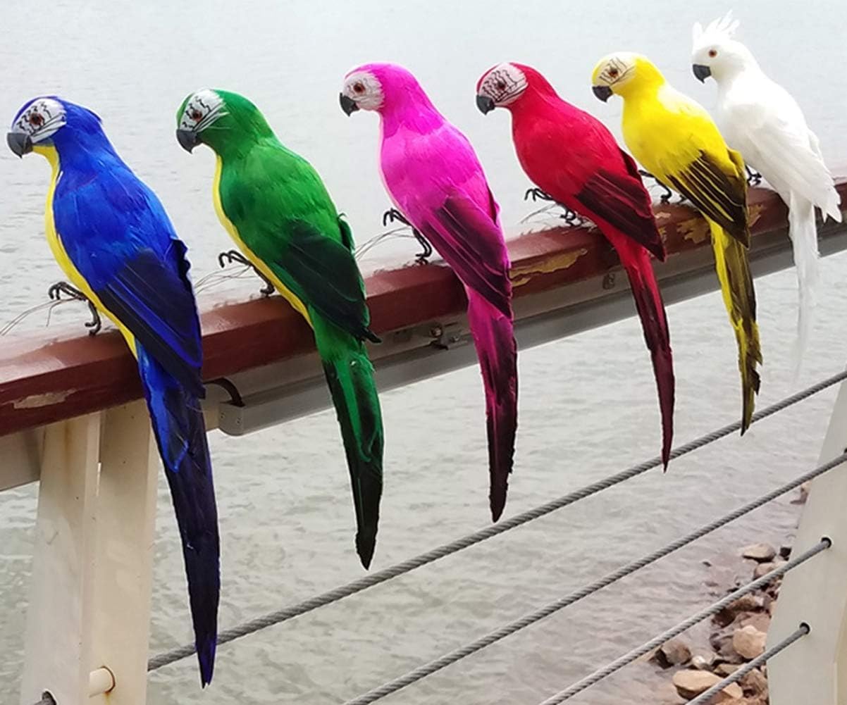 Amazon.com: LWINGFLYER 6pcs 10inch Artificial Birds Fake Parrot ...