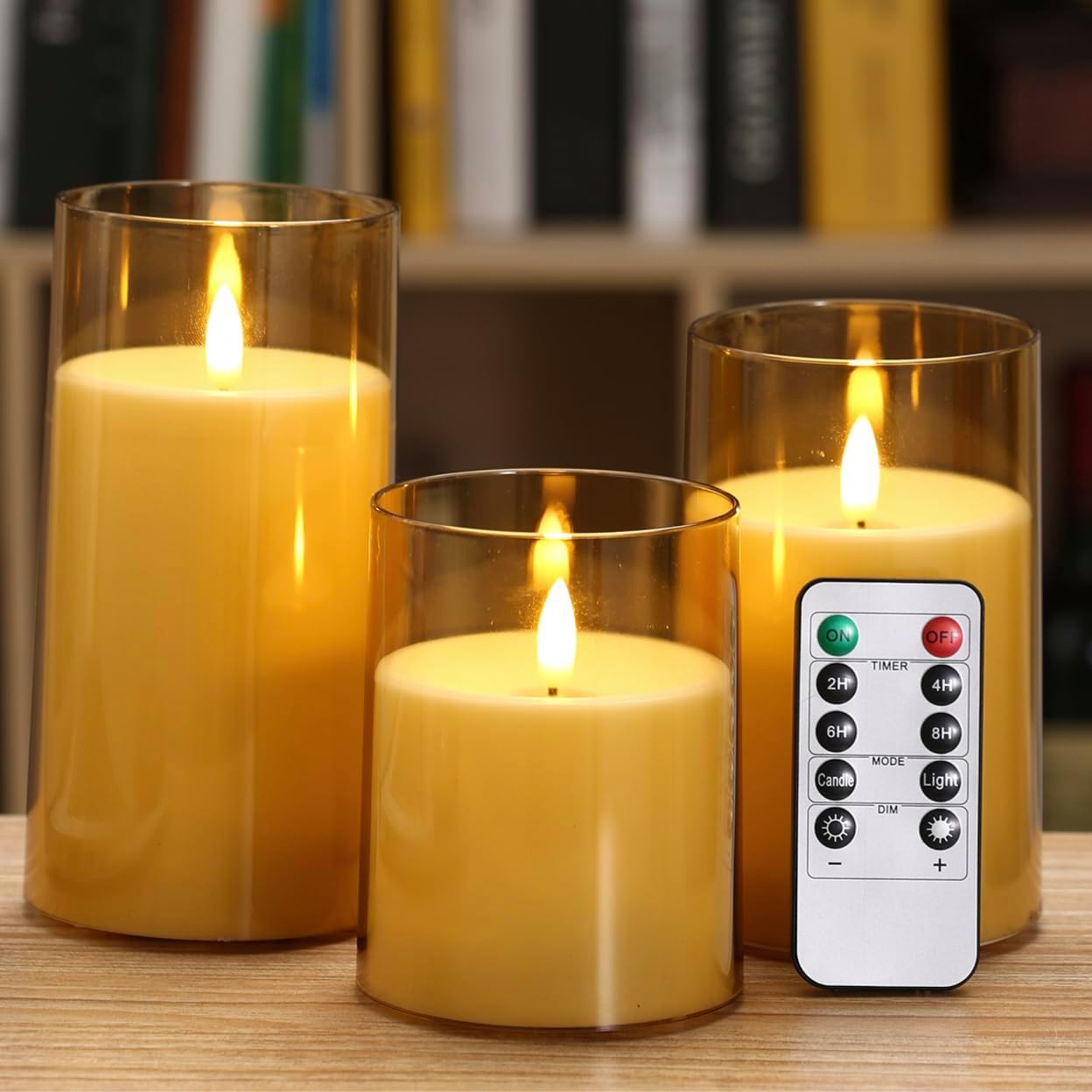 Amazon.com: KNOURT Flameless Candles with Remote and Timer, Gold ...