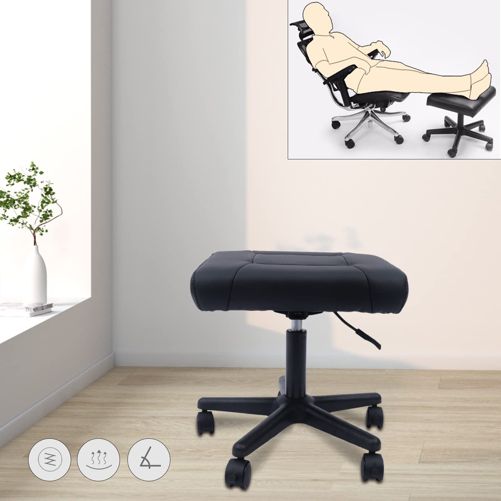 Snapklik.com : Footstool On Wheels, 15-20 Height Adjustable, Lockable ...