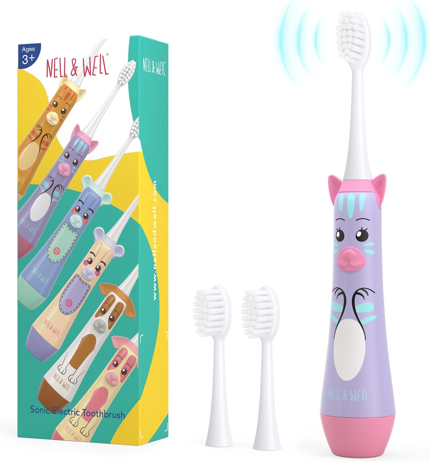 Amazon.com: NELL&WELL Kids Electric Toothbrush, 2-Min Timer, 3 Modes ...