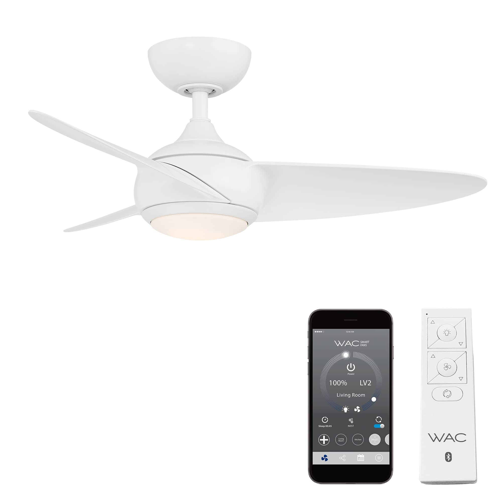 Loft Indoor and Outdoor 3-Blade Smart Home Ceiling Fan 38in Matte White ...