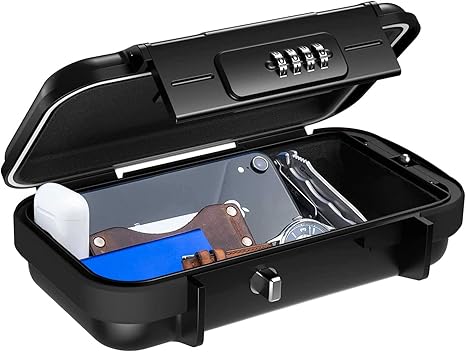 Portable Security Lock Box with 4 Digit Code,Outdoor Key Safe Box with ...