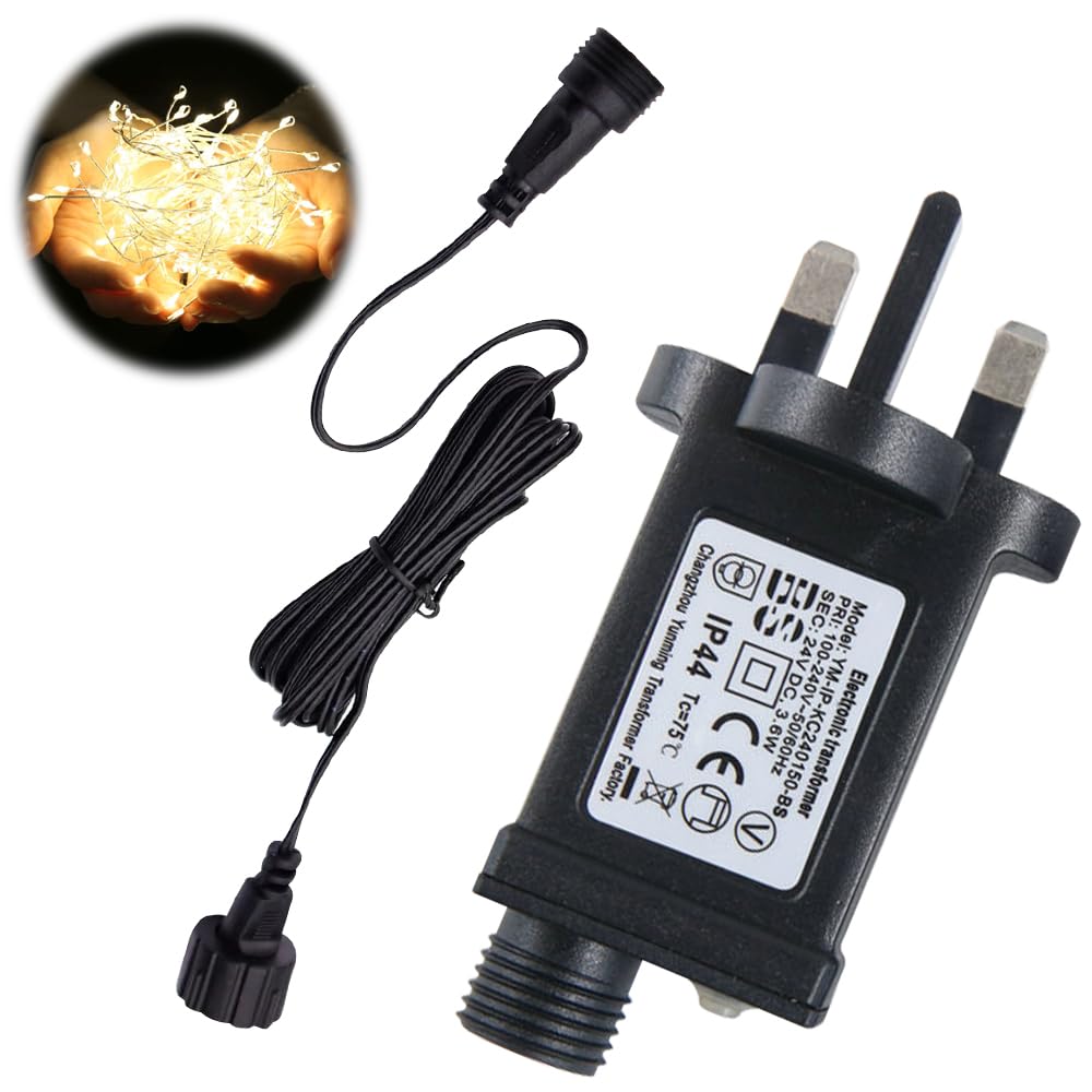 Mineup 31V 3.6W Transformer Plug, Transformer for Christmas Lights, IP44 Power Supply Adapter ...