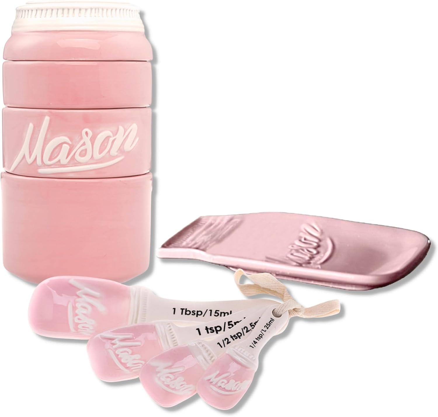 Amazon.com: Mason Jar Kitchenware Set - Ceramic Measuring Cups ...